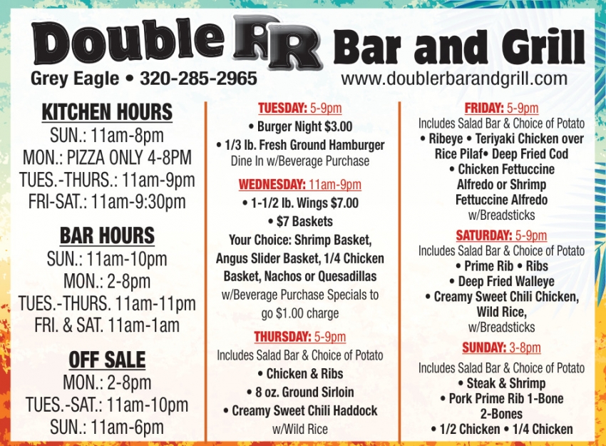 OFF Sale, Double R Bar and Grill, Grey Eagle, MN