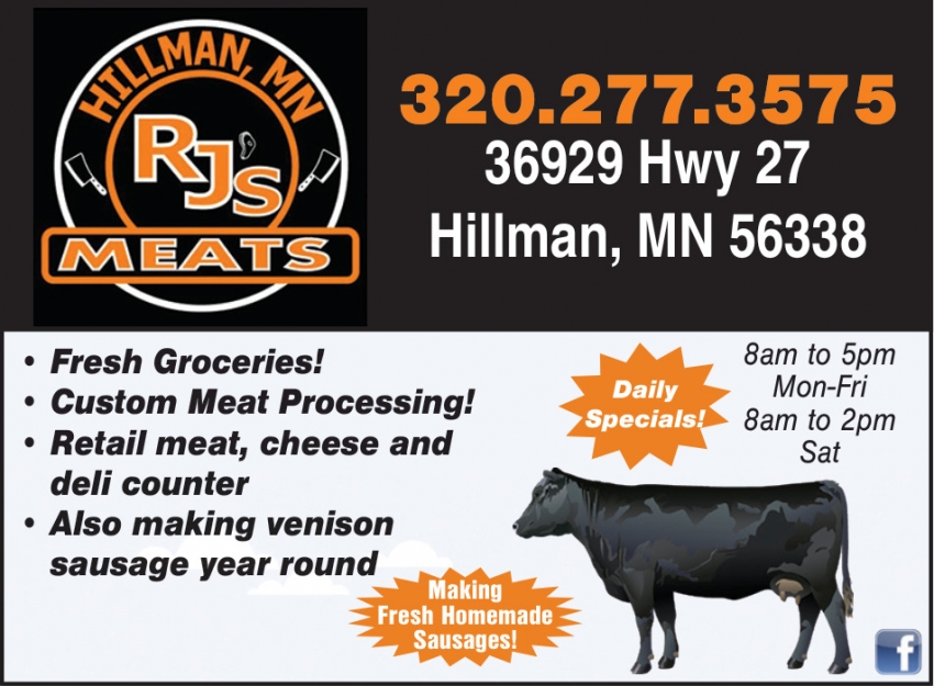 Daily Specials!, RJ's Meats, Hillman, MN