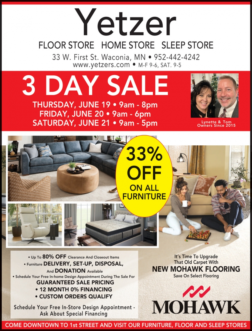 33% OFF On All Step Into Spring Sale, Yetzer Home Store, Waconia, MN