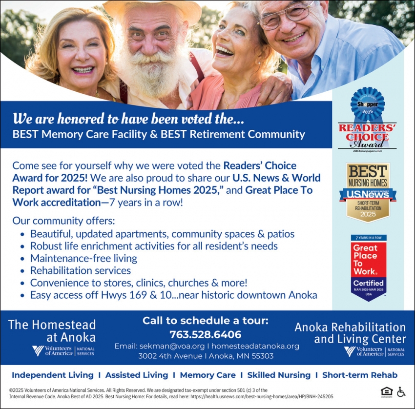 Best Memory Care Facility, The Homestead At Anoka Inc , Anoka, MN