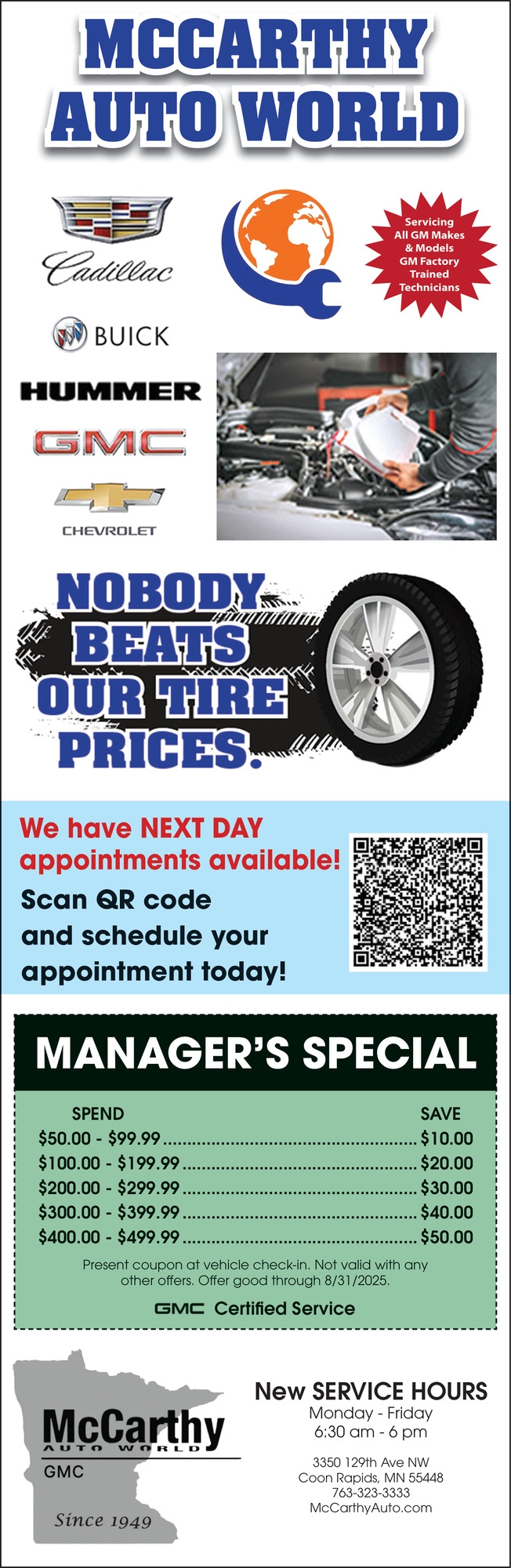 Nobody Beats Our Tire Prices, McCarthy Auto World
