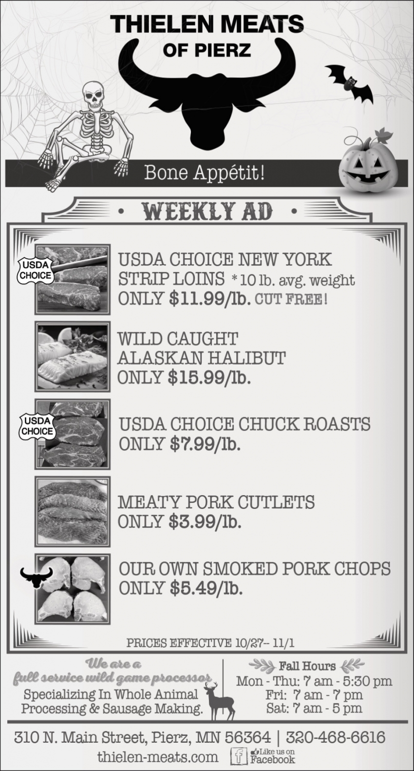 Weekly Sales, Thielen Meats Of Pierz, Pierz, MN